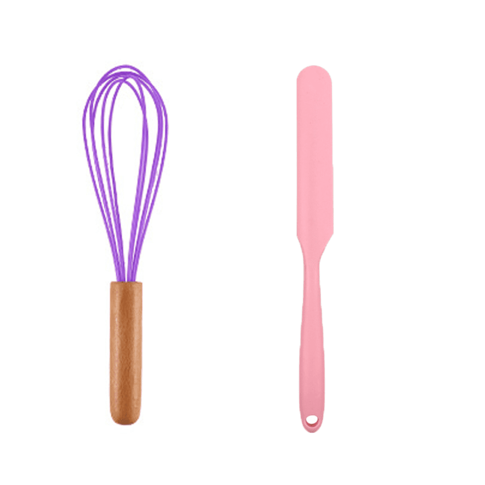 2 Piece Mini Kitchen Utensil Set- Silicone Kitchen Tools with wood ...