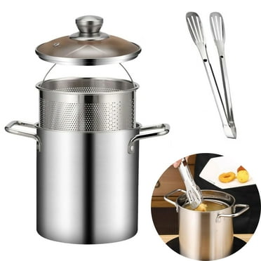 LASIEYO Tempura Deep Fry Pot, 7.9'' Small Stainless Steel Frying Pot ...