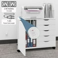 Natwind 5-Drawer Wood Printer Stand with Charging Socket, Mobile File ...