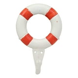 Ebros Cast Iron Lifeguard Life Ring Buoy White & Red Stripes Wall Hook ...