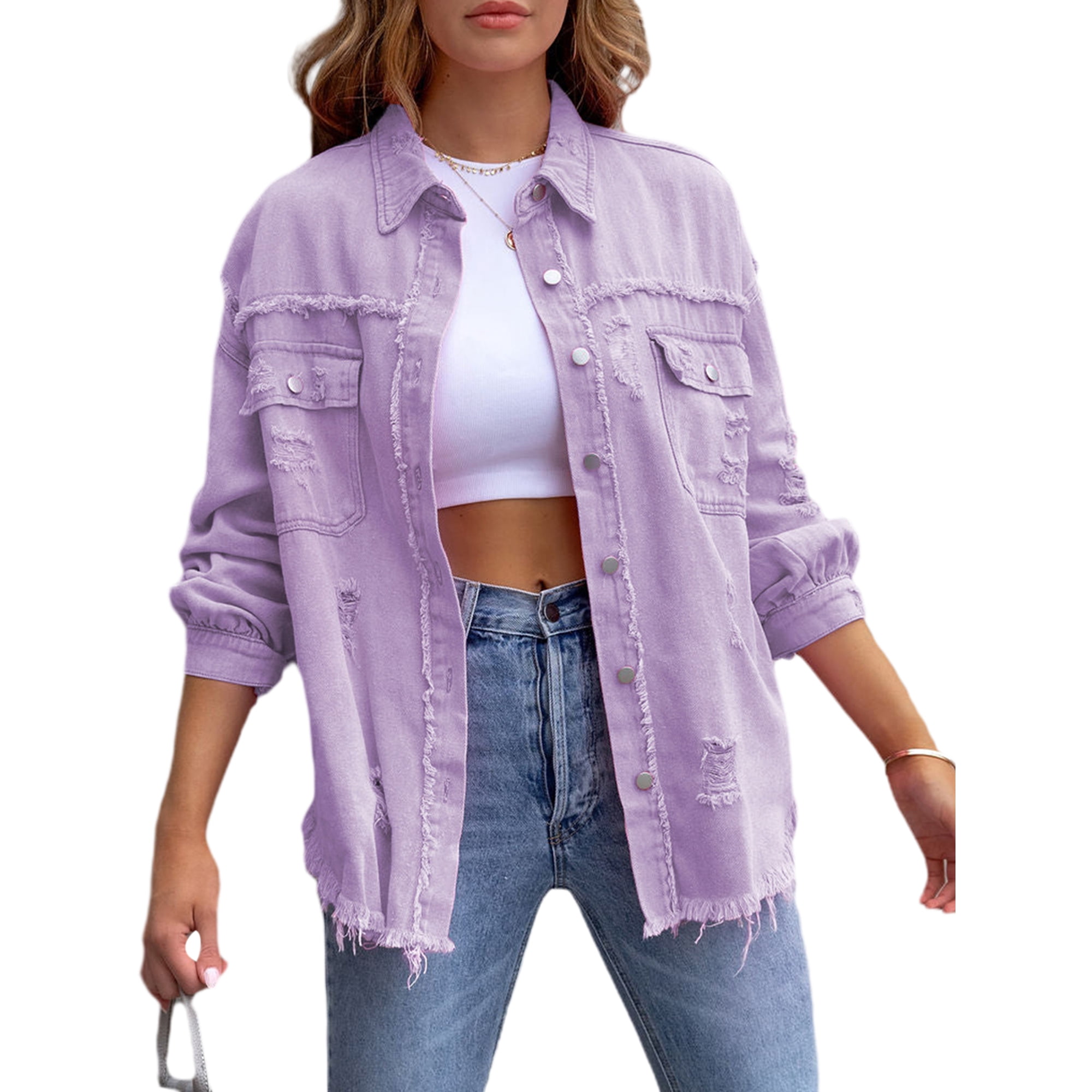 Click here for Gupgi Women Denim Jackets Ripped Distressed Coat S... prices