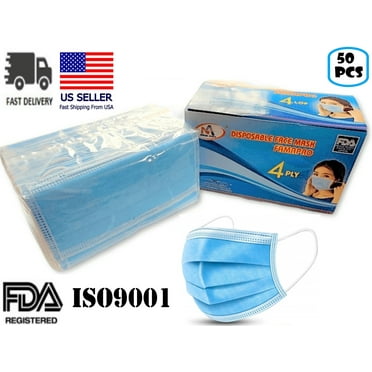 100 Disposable Face Masks, 3-ply Breathable Dust Protection Masks ...