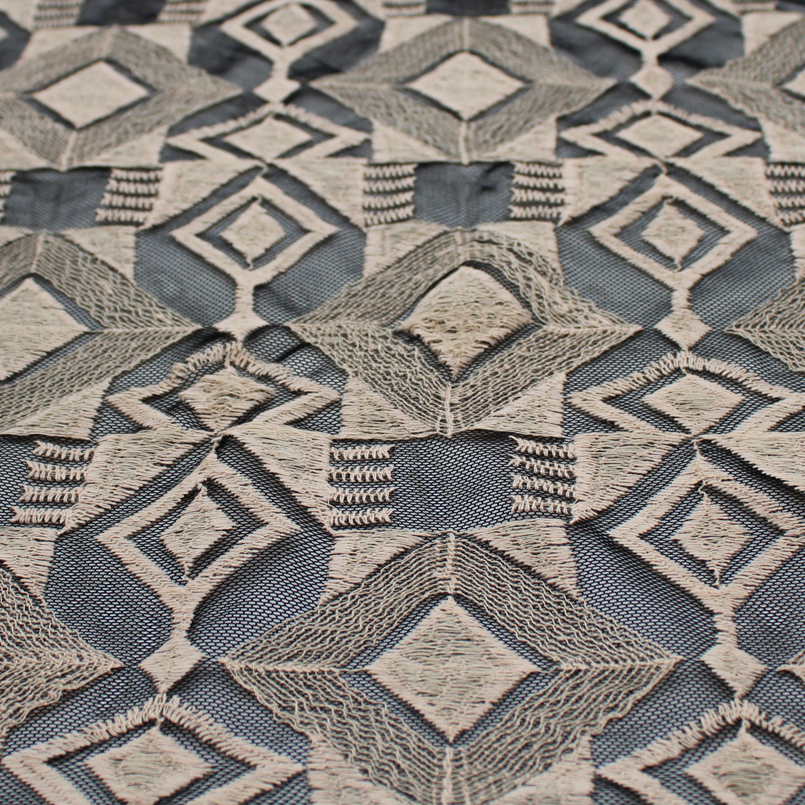 Black Stone Nylon Cotton Candice Pattern Embroidered Lace Fabric, DIY ...