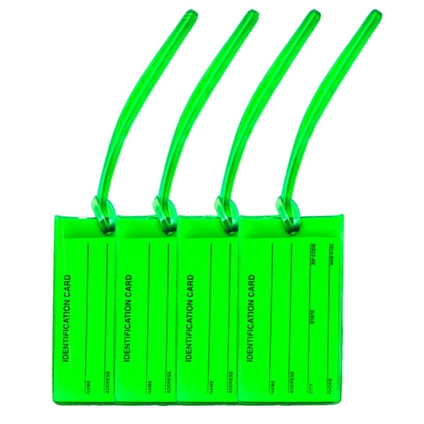 4 Neon Green Jelly Luggage Tags | High Visibility Travel Tags in ...