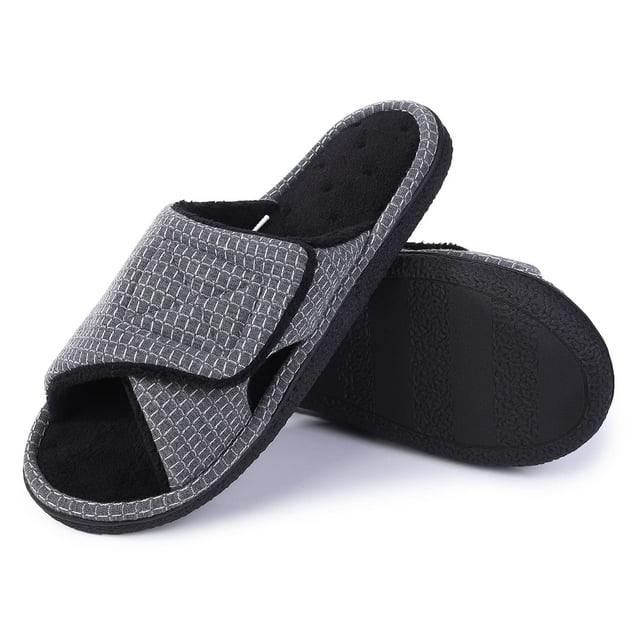 Oyang Men's Fuzzy House Slippers with Arch Support Orthotic Heel Cup ...