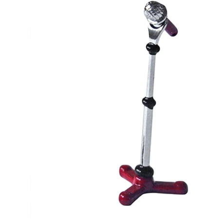 HTAIGUO 1/12 Doll House Mini Metal Microphone Mic with Stand Music Room ...