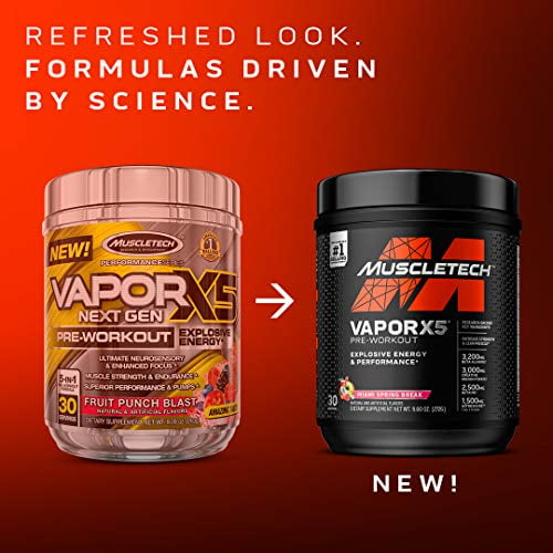 MuscleTech Vapor X5 Next Gen Pre Workout Powder, Blue Raspberry, 30 ...