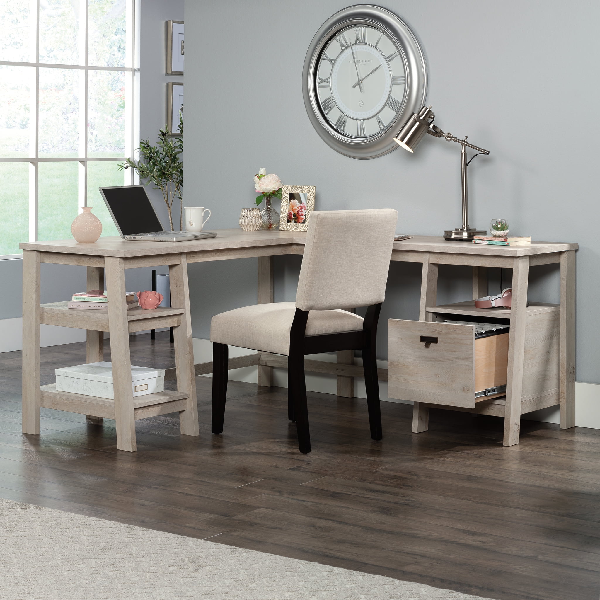 Sauder Trestle L-Shaped Trestle Desk, Chalked Chestnut Finish - Walmart.com