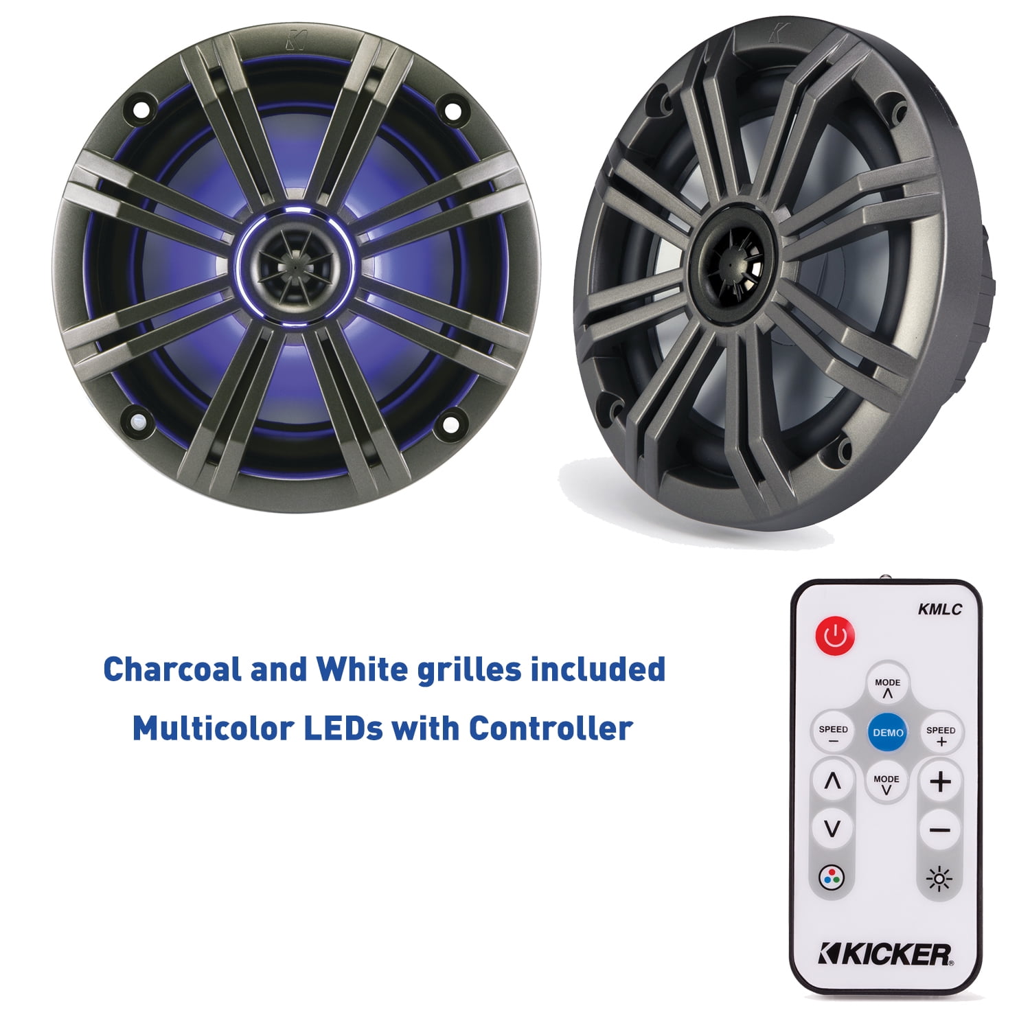 Kicker 6.5" Inch KM-Series Marine Speaker Bundle 41KM654LCW with 41KMLC ...