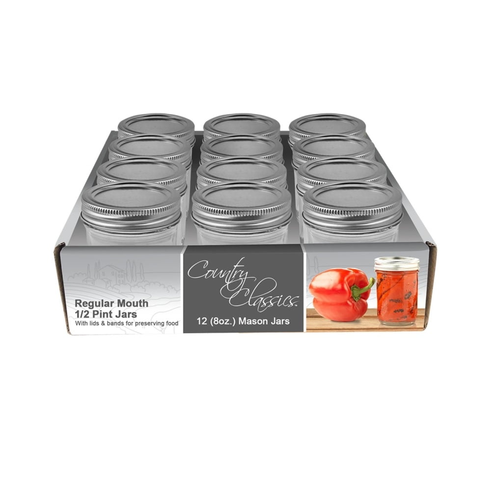 Country Classics CCCJ-008-12PK-RM Regular Mouth Canning Jar, 8 Oz ...