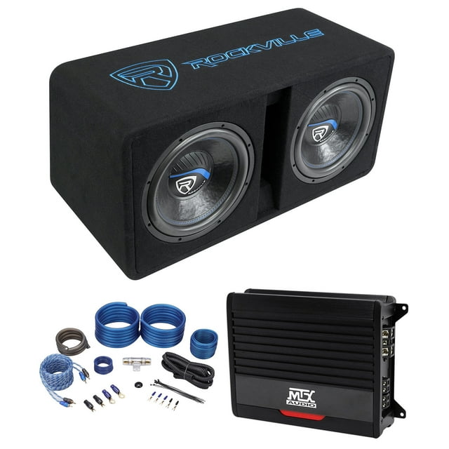 Rockville DV12K52 Dual 12" K5 Subwoofers, Vented Sub Enclosure, MTX Amp ...