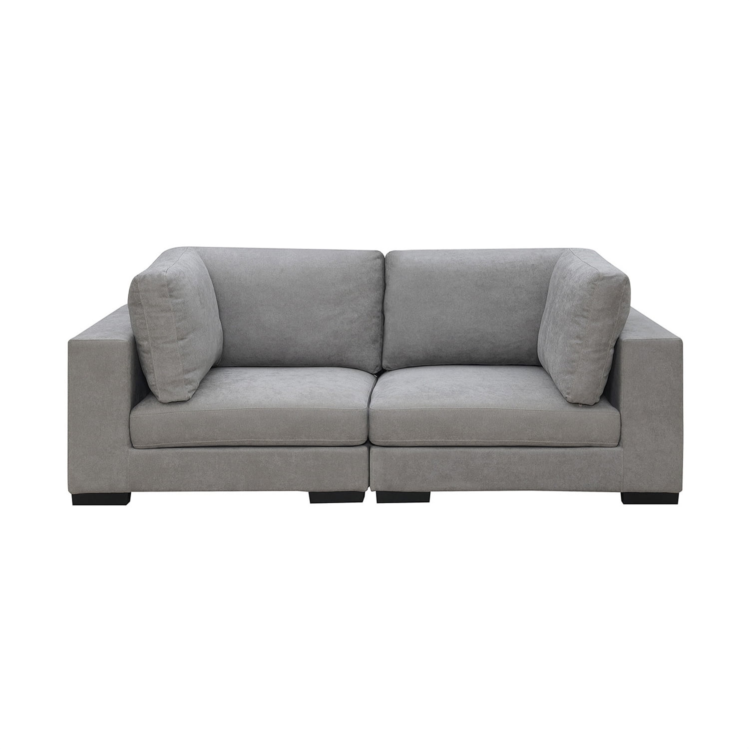 2-Seater Accent Sofa, 74.8" Linen Fabric Modular Corner Sofa Set with ...