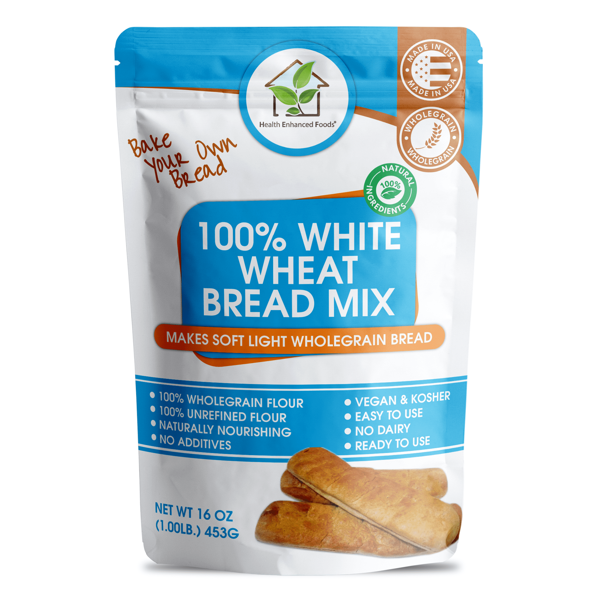 100% White Wheat Bread Mix 2 Packs of 16 oz. (454g), Ready to Use ...