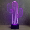 3D Cactus Flower Night Light Lamp Illusion Led 7 Color Changing Touch ...