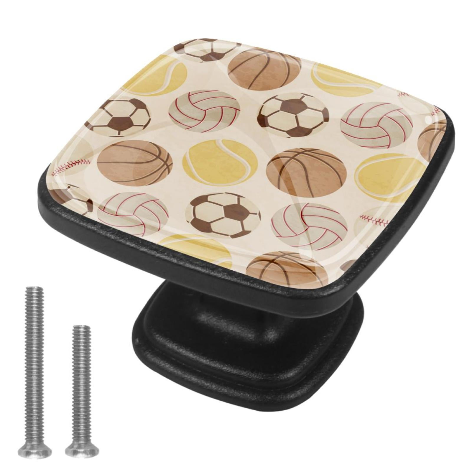 4 Pcs Cabinet Handle Drawer Pulls Baseball Knobs with Screws Square ...