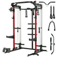 Mikolo Power Rack Cage, Adjustable Workout with Lat Pull, Squat Rack ...
