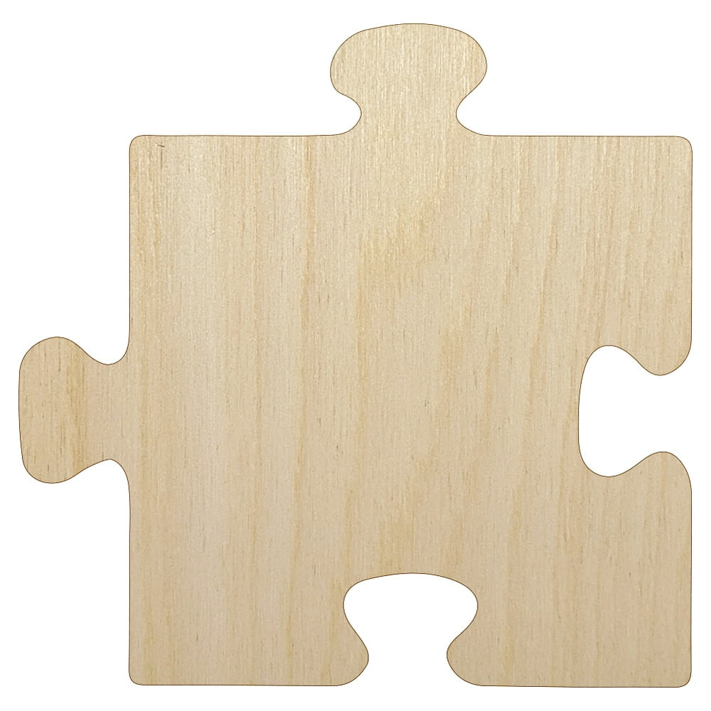 Puzzle Piece Solid Wood Shape Unfinished Piece Cutout Craft DIY ...