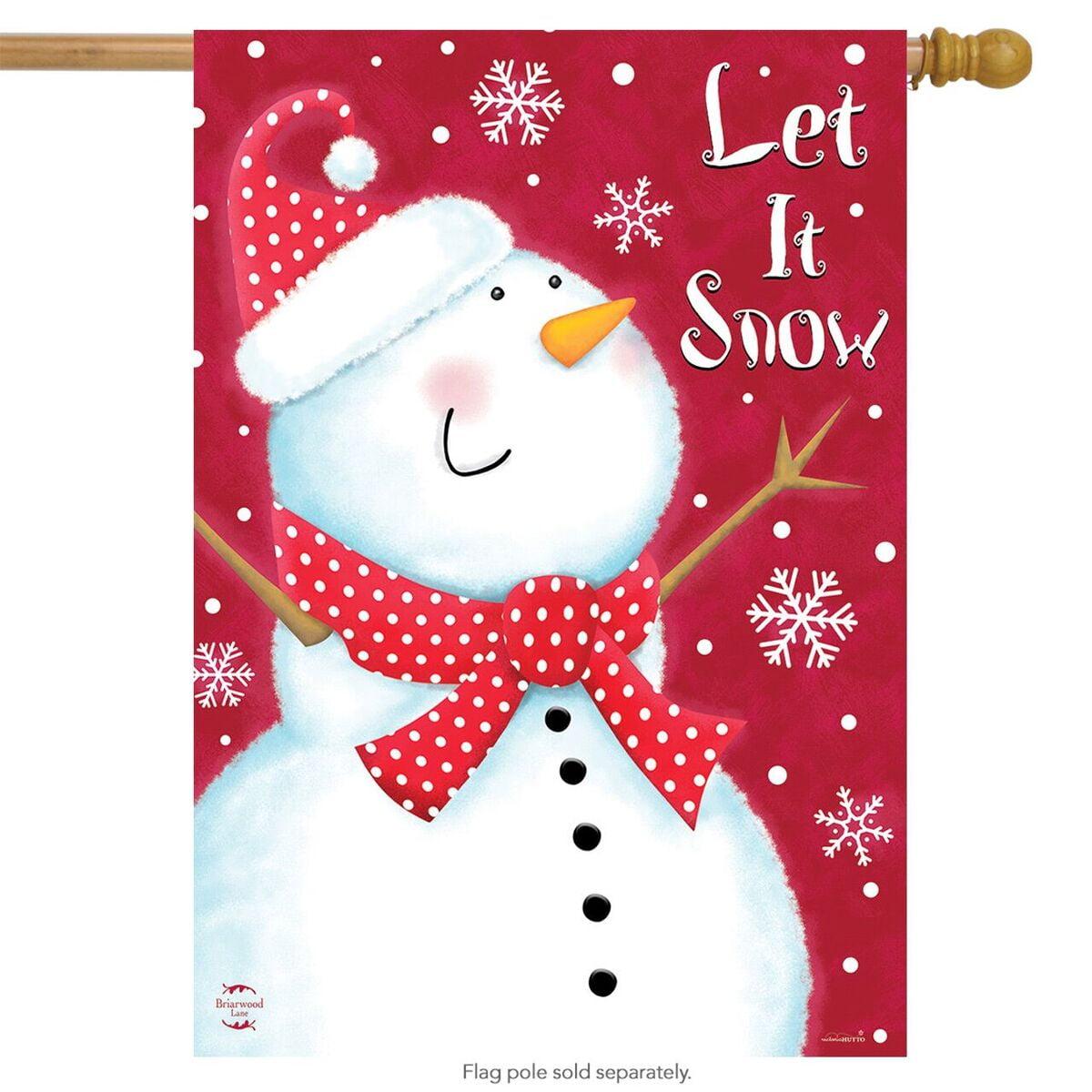 Snow Day Winter House Flag Primitive Snowman 28" x 40" Briarwood Lane ...