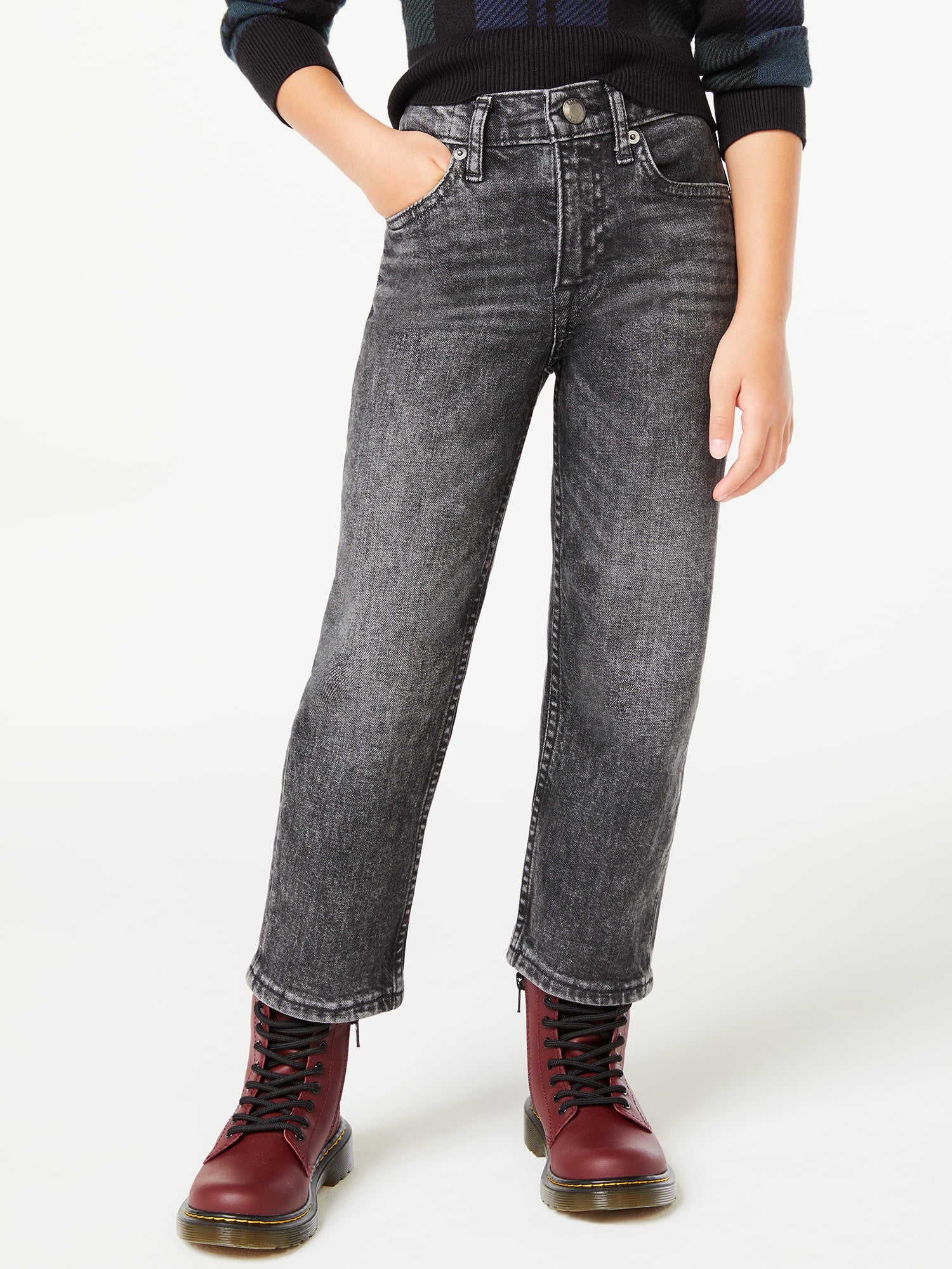 Free Assembly Girls’ High-Rise Straight Crop Jeans, Sizes 5-18 ...