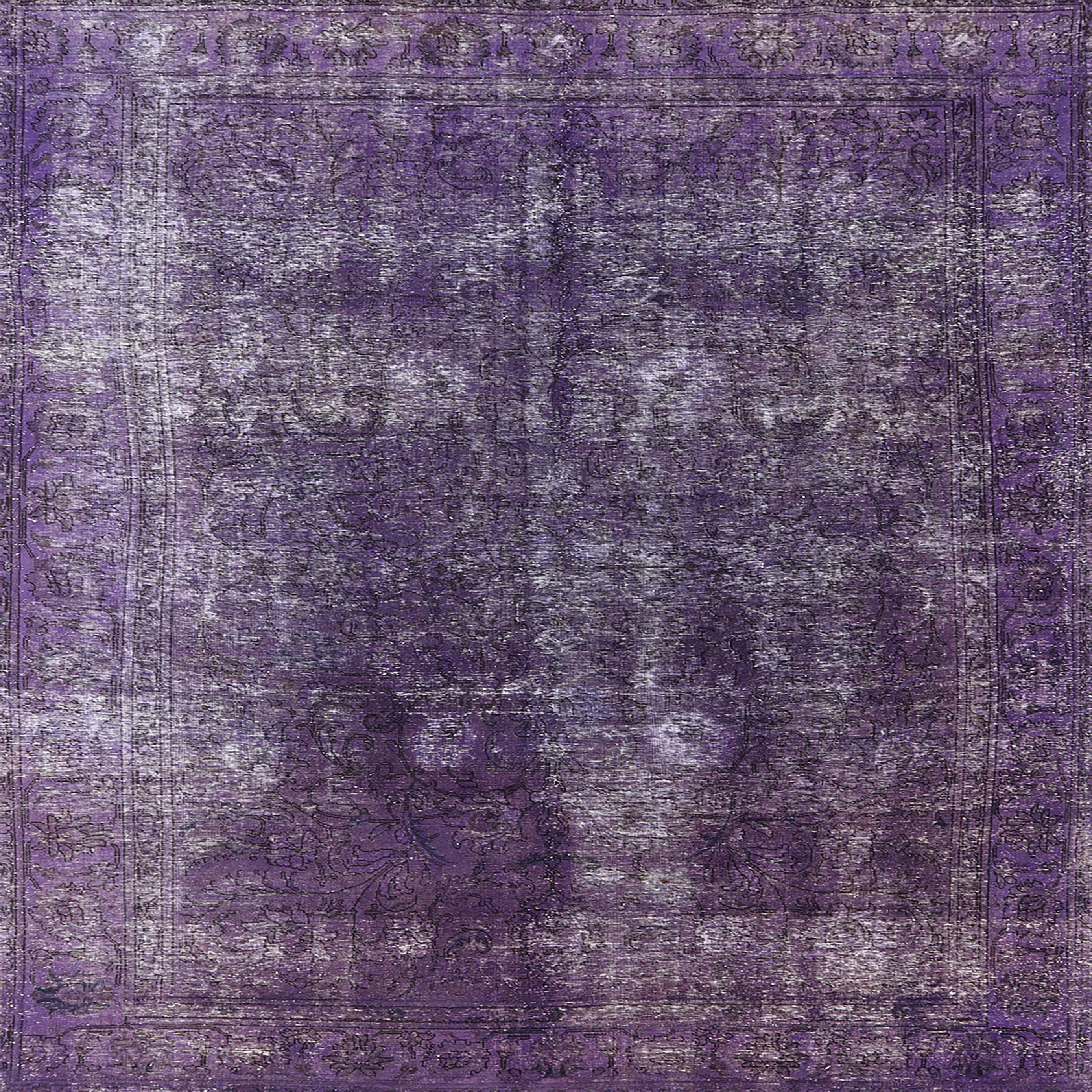 Ahgly Company Indoor Square Mid-Century Modern Purple Persian Area Rugs ...