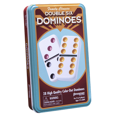 Double Six Dominoes in Tin, Tile Game for Kids and Adults Aged 8 and up ...