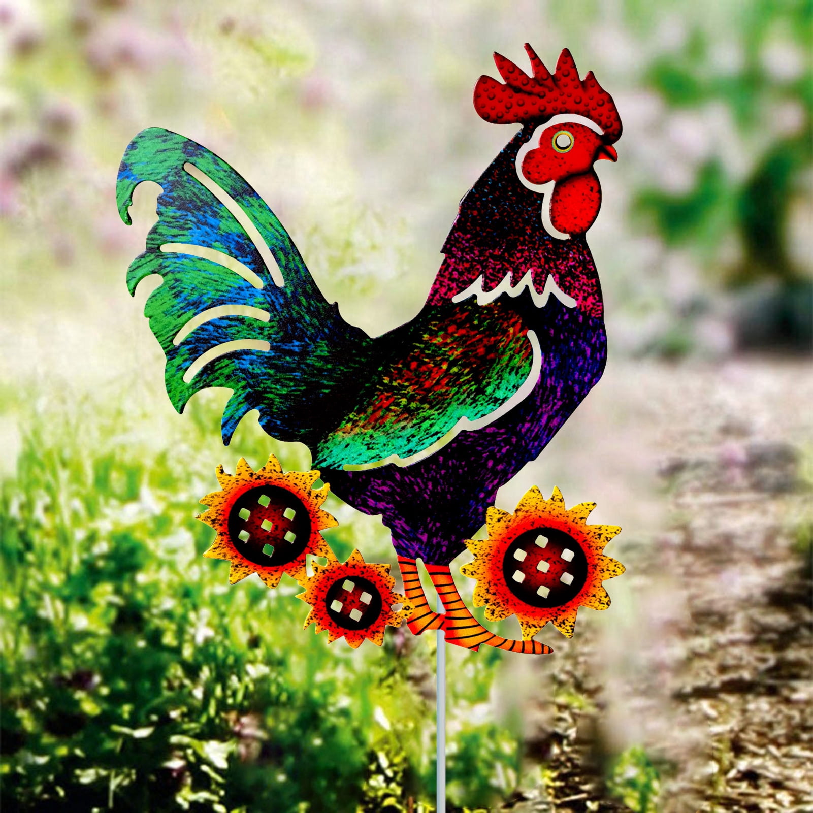 Washranp Iron Rooster Sculpture,Rust-Proof Garden Chicken Statues for ...