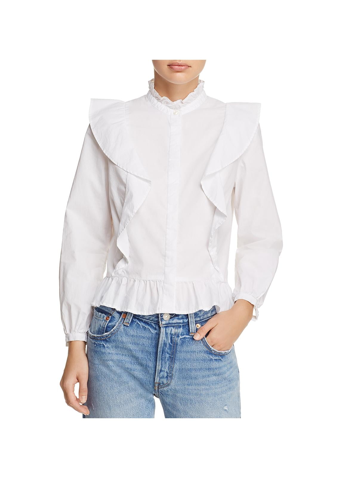 Trovata Birds of Paradis Womens Ruffled Button Down Blouse - Walmart.com