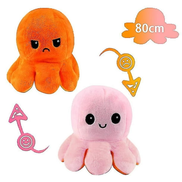 80cm Giant Reversible Octopus Stuffed Animal Reversible Happy Sad ...