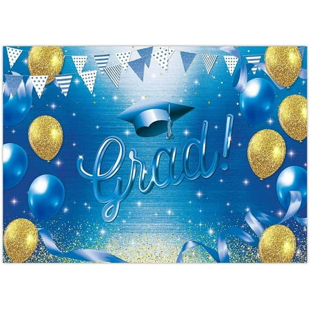 JOYWEI7X5FT Blue and Gold Congrats Grad Backdrop Graduation Class of ...