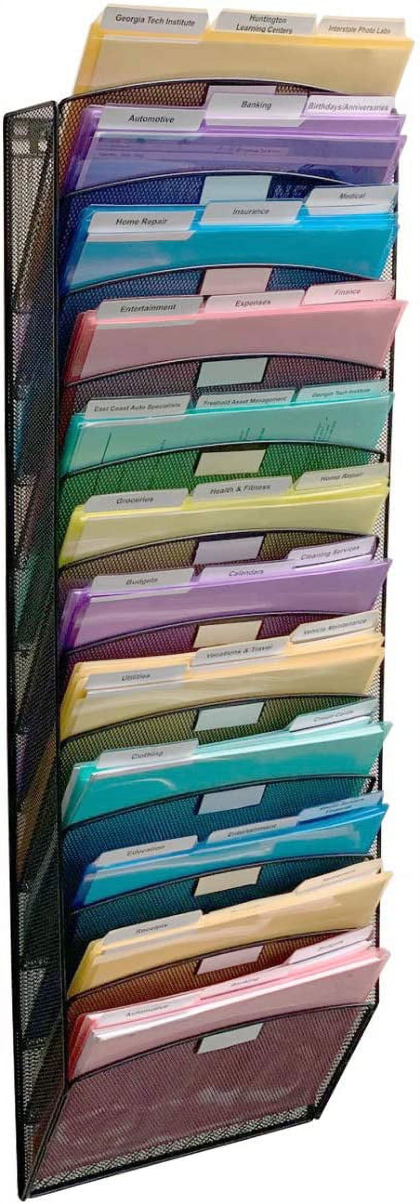 ZXNYH Mesh Wall File Organizer, 10 Tier Vertical Mount Hanging File ...