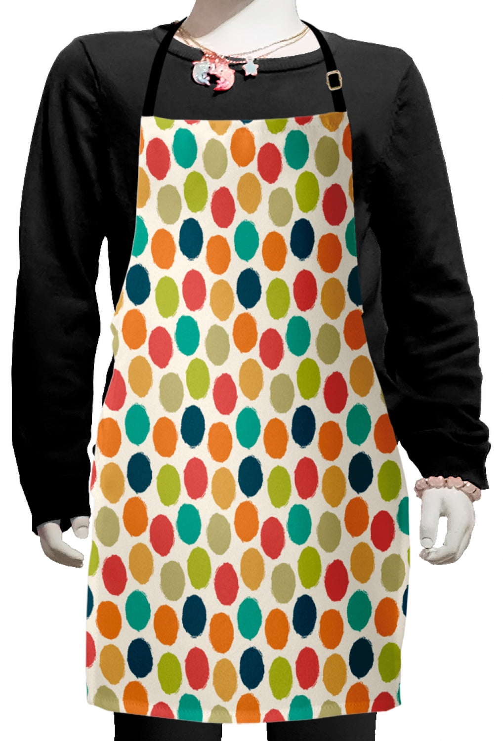 Retro Kids Apron, Hipster Design Soft Colored Big Polka Dots Pattern ...