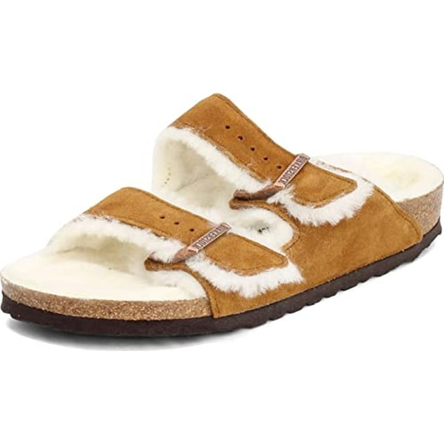 Birkenstock Women's Arizona Shearling Sandals, Mink, Tan, 5 Medium US ...