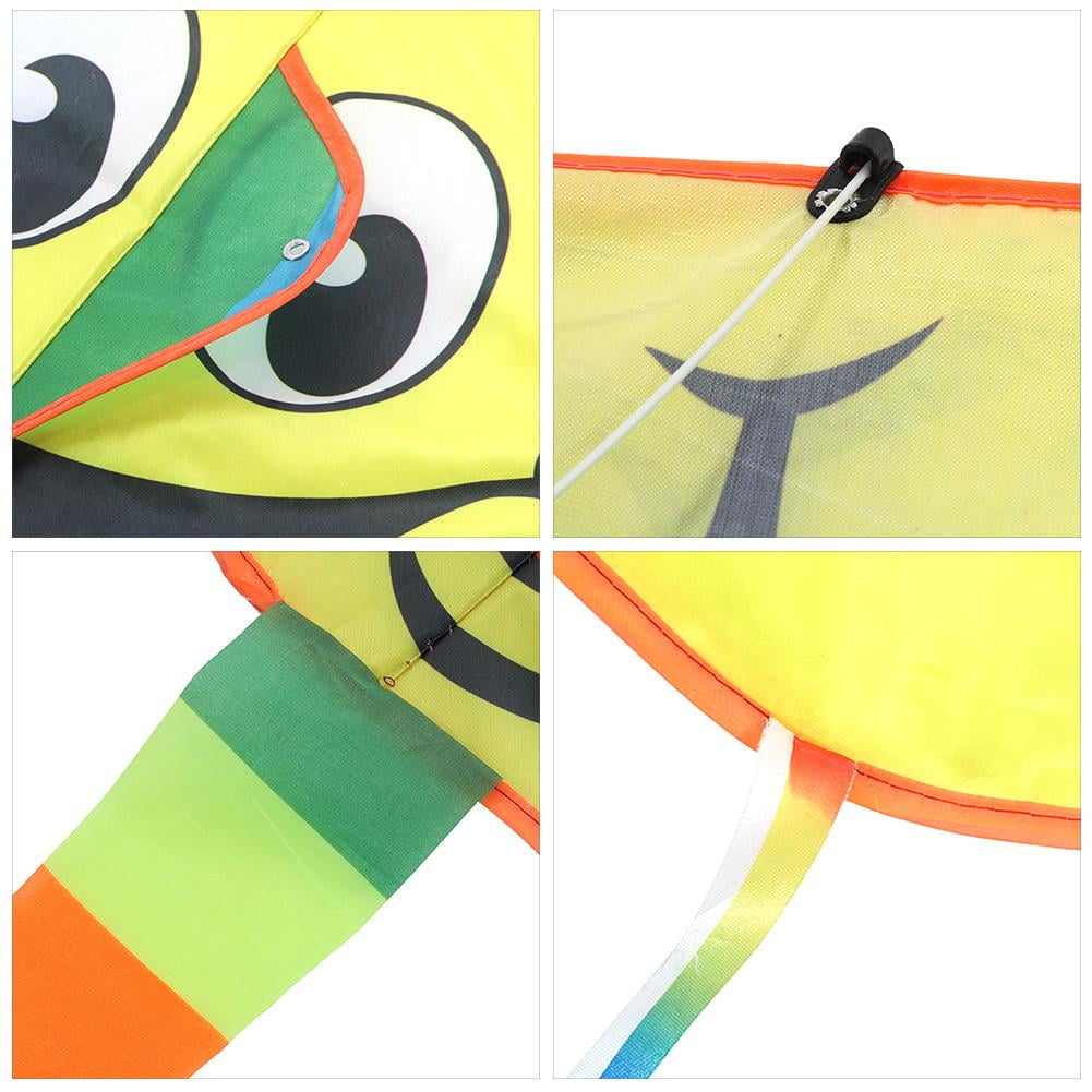 Qiilu Portable Children Triangle Shape Cartoon Kite Smile Pattern Toy ...