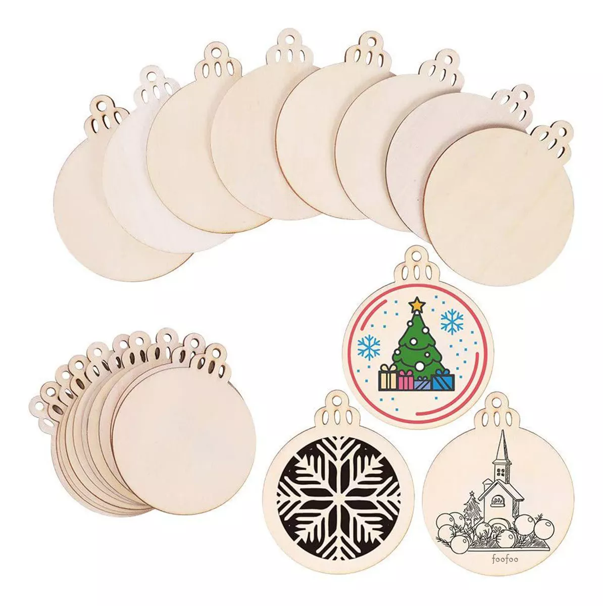 50 Esferas Navideñas Mdf 10cm Diámetro Decoración De Navidad | Walmart ...