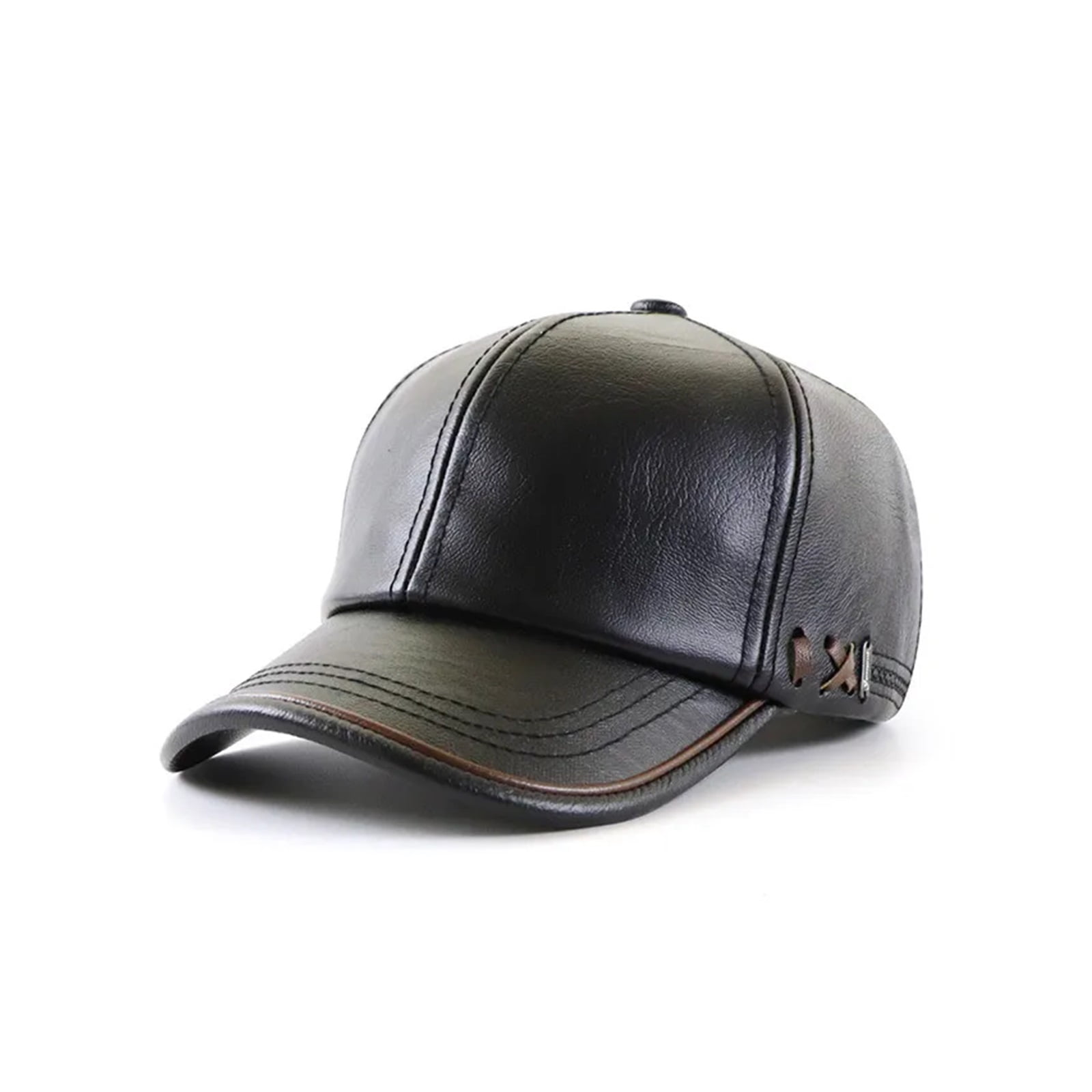 Click here for Canvay Pu Leather Baseball Cap Men Solid Faux Leat... prices