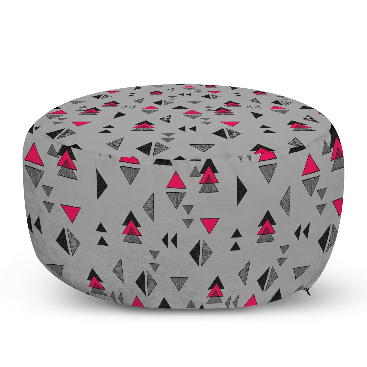 Abstract Triangle Pouf Cover with Zipper, Hand Drawn Geometric ...