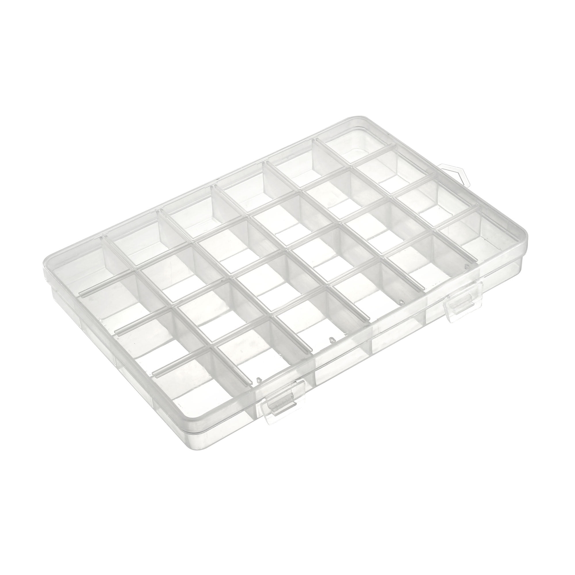 Component Storage Box PP Fixed 24 Grids Clear White 193x132x22mm 2 Pcs ...