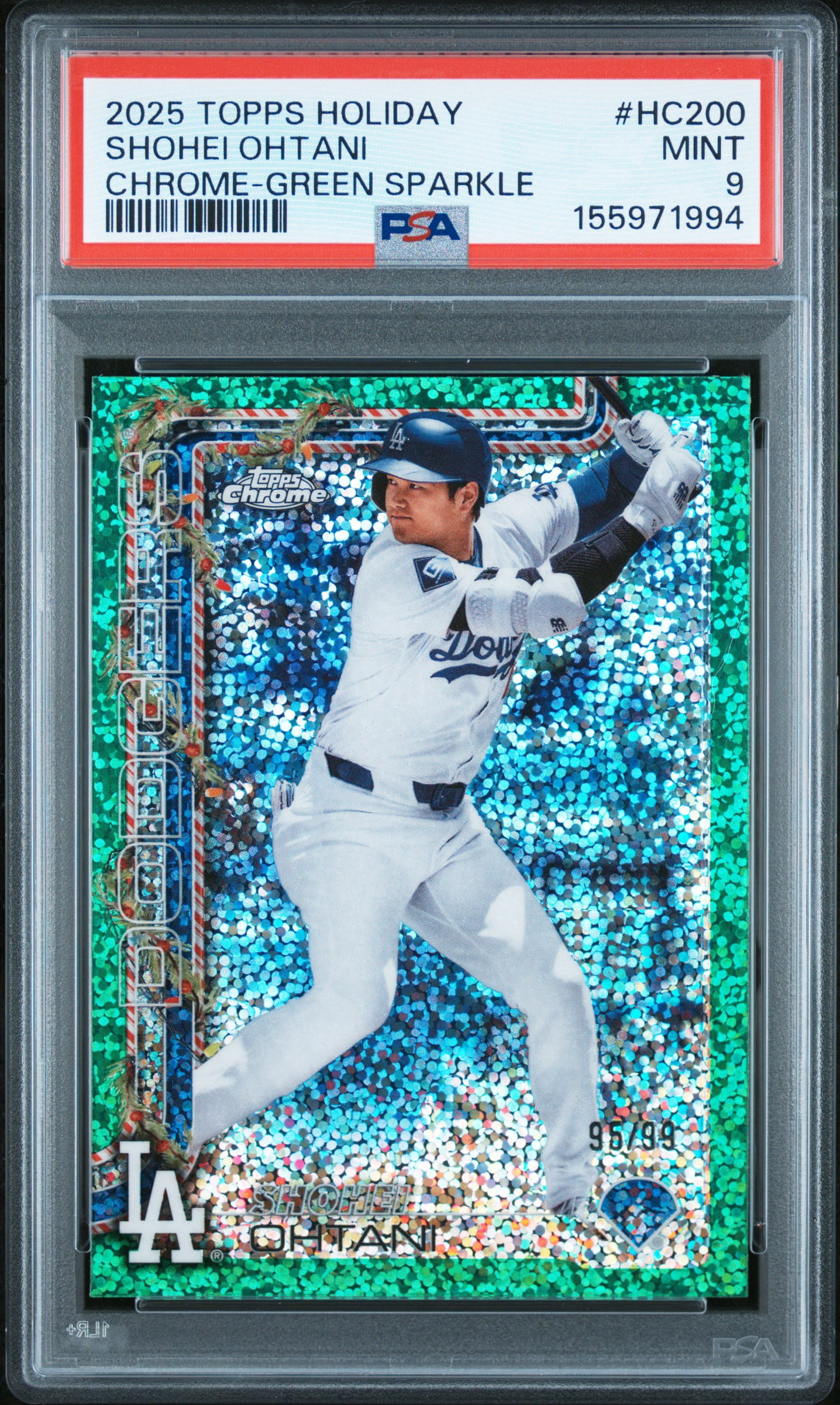2025 Topps Holiday Shohei Ohtani #HC200 Chrome Green Sparkle /99 PSA 9 ...