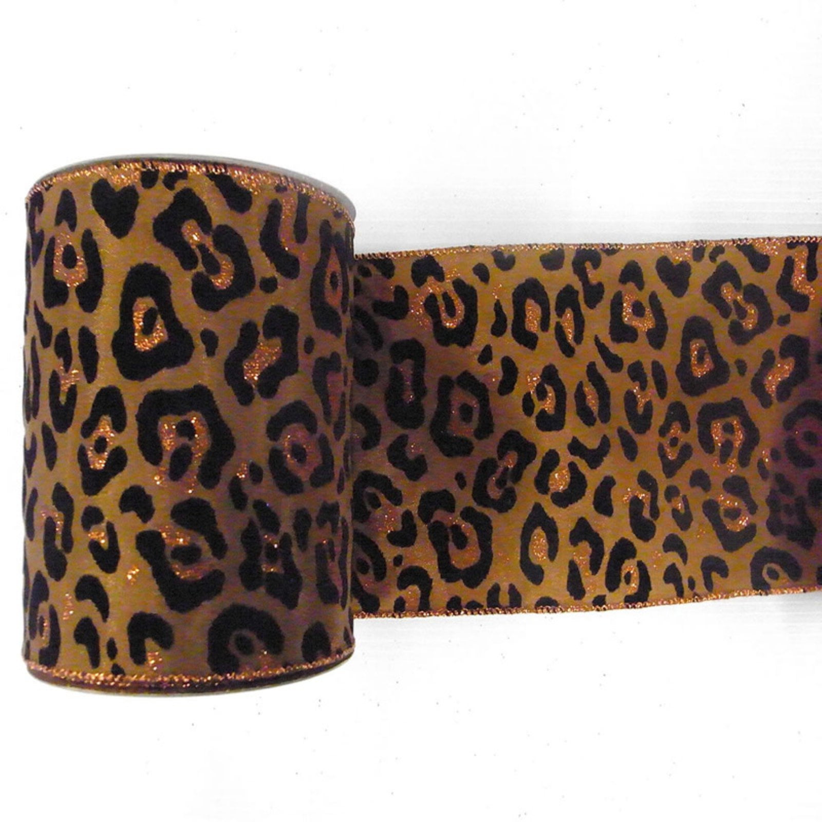 Vickerman 4" x 10yd Red Velvet Burgundy Leopard Ribbon - Walmart.com