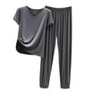 Jerdar Women Casual 2 Piece Short Sets Summer Leisure Suit Solid Long Sleeve Trousers Casual Two ...