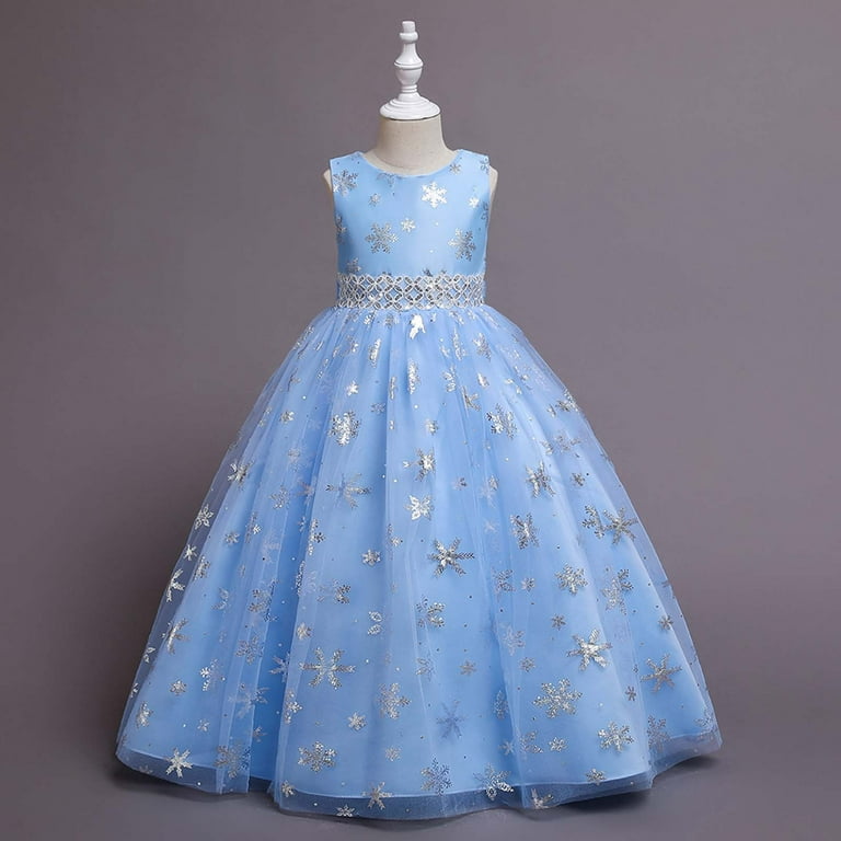 ATOGUTA Girl Dress Snowflake Pattern Mesh Princess Long ATOGUTA Girl Dress Snowflake Pattern Mesh Princess Long