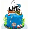 Fishing Cake Topper, Gone Fishing Cake Topper With Bass Reed For ...