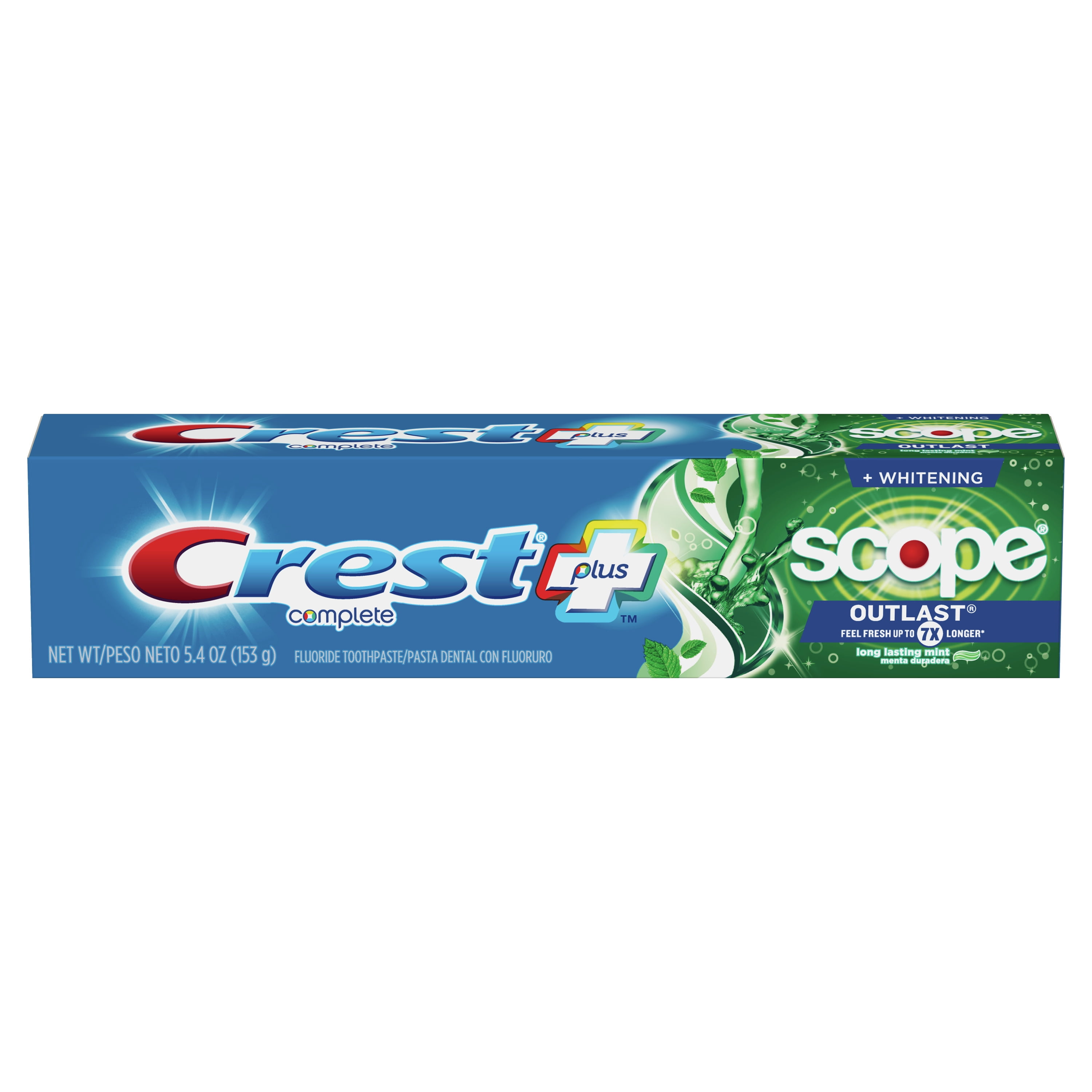 Crest Plus Scope Outlast Complete Whitening Toothpaste, Mint, 5.4 oz ...