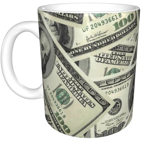 100 Dollar Money Coffee Mug Ceramic Tea Cup With Handle Office Home ...