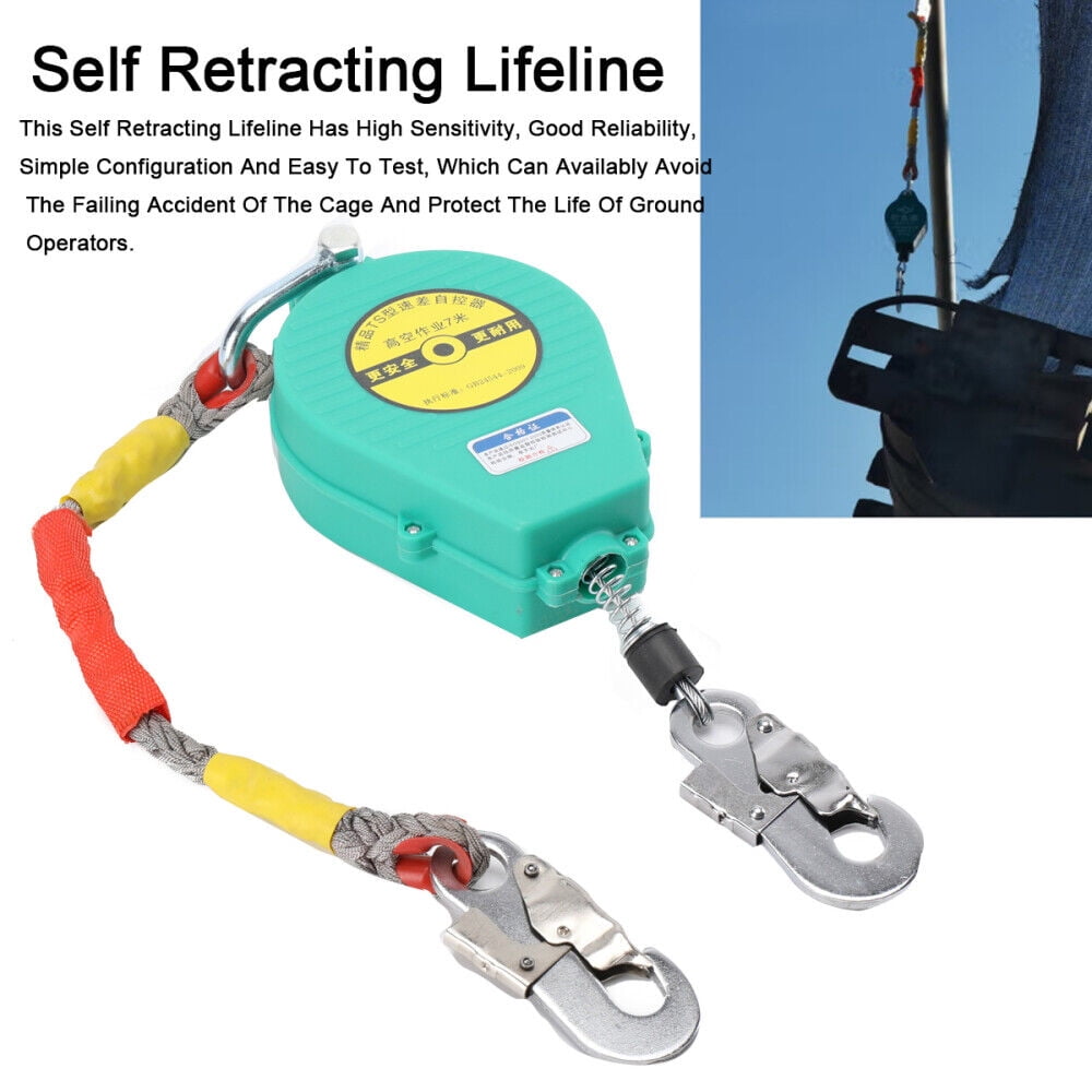 TABODD 23ft 330lbs Self Retracting Lifeline Fall Arrester Fall Protection Safety Lanyard with ...