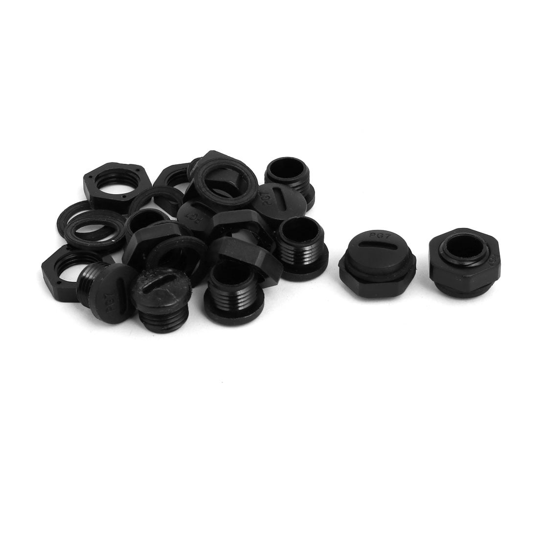 PG7 Nylon Male Threaded Cable Gland Screw End Cap Cover Black 10pcs ...