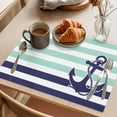 Blue Anchor Cotton Linen Placemats Set of 8, Costal Mint Green White ...