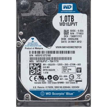 WD10JPVT-00A1YT0, DCM EBCVJCKB, Western Digital 1TB SATA 2.5 Hard Drive ...