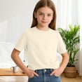 Agkizg Girls Basic T-Shirt Short Sleeve Solid Crewneck Tee with Back ...