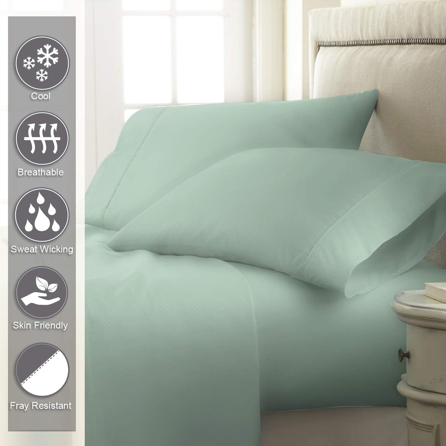 Cotton Queen Sheet Sets Sea Foam 400 Thread Count 100 Long Staple